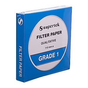 Supertek Filter Paper, Qualitative, Grade 1, 110 mm (Diameter) Pack of 100 Sheets