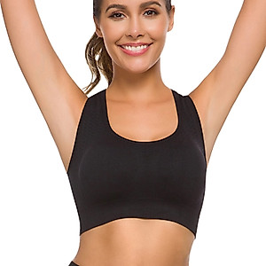 TOBWIZU Racerback Sports Bras for Women Plus Size Seamless Padded Activewear Bras for Workout Yoga Gym Comfy Sleep Everyday Bra Black