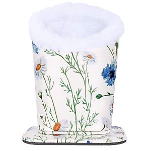MOSISO Eyeglasses Holder, Plush Lined PU Leather Daisy Stand Case with Magnetic Base, White
