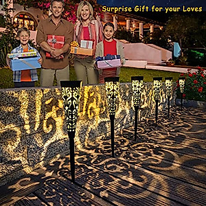 Go2garden Solar Lights Decorative, 6Pcs Tall Solar Stakes Lights Outdoor Waterproof for Patio, Yard, Pathway, Outdoor, Lawn Decor Landscape Lighting (Black)