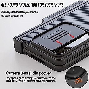 COCOING for Samsung Galaxy Z Fold 4 Case with S Pen Holder & Slide Camera Cover & Screen Protectors,Hinge Protection with Hidden Kickstand Phone Case for Samsung Galaxy Z Fold 4(2022) Black