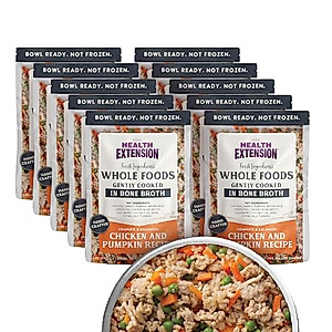 Health Extension Gently Cooked Chicken & Pumpkin Dog Food, (9 oz, 255 g) – Bowl Ready with Bone Broth, Omega-3s & Superfoods for All Life Stages (Case of 10 Pouches)
