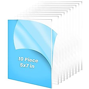 LaVie Home 10 Pack of 5" x 7" PET Sheet/Plexiglass Panels 0.04" - Quality Shatterproof, Lightweight, and Affordable Glass Alternative. Use for Crafting Projects, Picture Frames, Protective Film