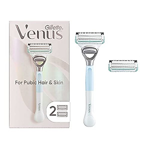 Gillette Venus Intimate Grooming Razors for Women, 1 Venus Razor Bikini Trimmer, 2 Razor Blade Refills, Pink