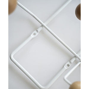 SHISEDECO Classic Hang it All Coat Rack, Mid Century Modern Wall Mounted Coat Hooks with Painted Solid Wooden Balls(Multi Colors Available) (White Frame Natural)