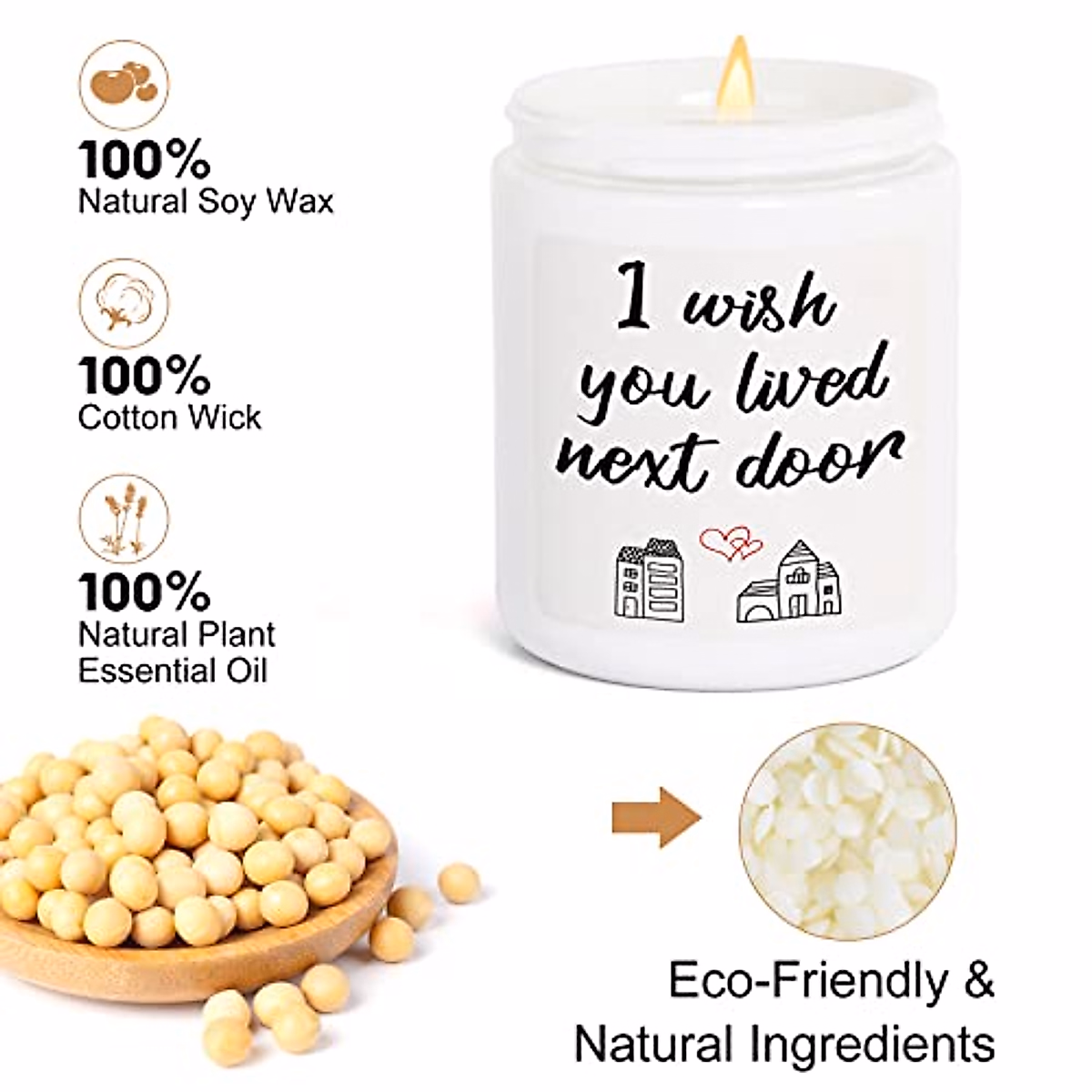 Christmas, Best Friend, Friendship Gifts for Women- Going Away Gifts for Friends Moving- Funny Birthday Housewarming Candle Gifts for Friends Mom Coworker- I Wish You Lived Next Door