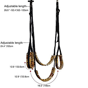 BDSM Leopard print over-the-door sex swing,door swing with padded seat,leg supports,adjustable straps, holds up to 330 pounds,Bondage Restraint Toy for Adult Couples, easy to install