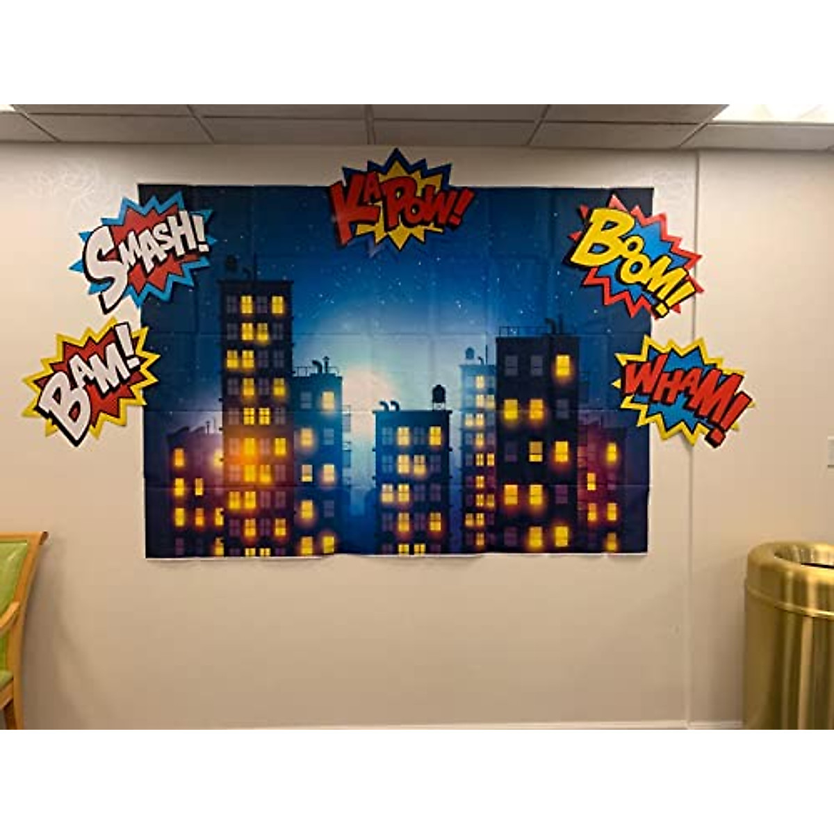 Super Hero City Photography Backdrop Beautiful Moon Supermen Theme Background Boy Birthday Party Banner Photo Studio Props Vinyl 7X5FT