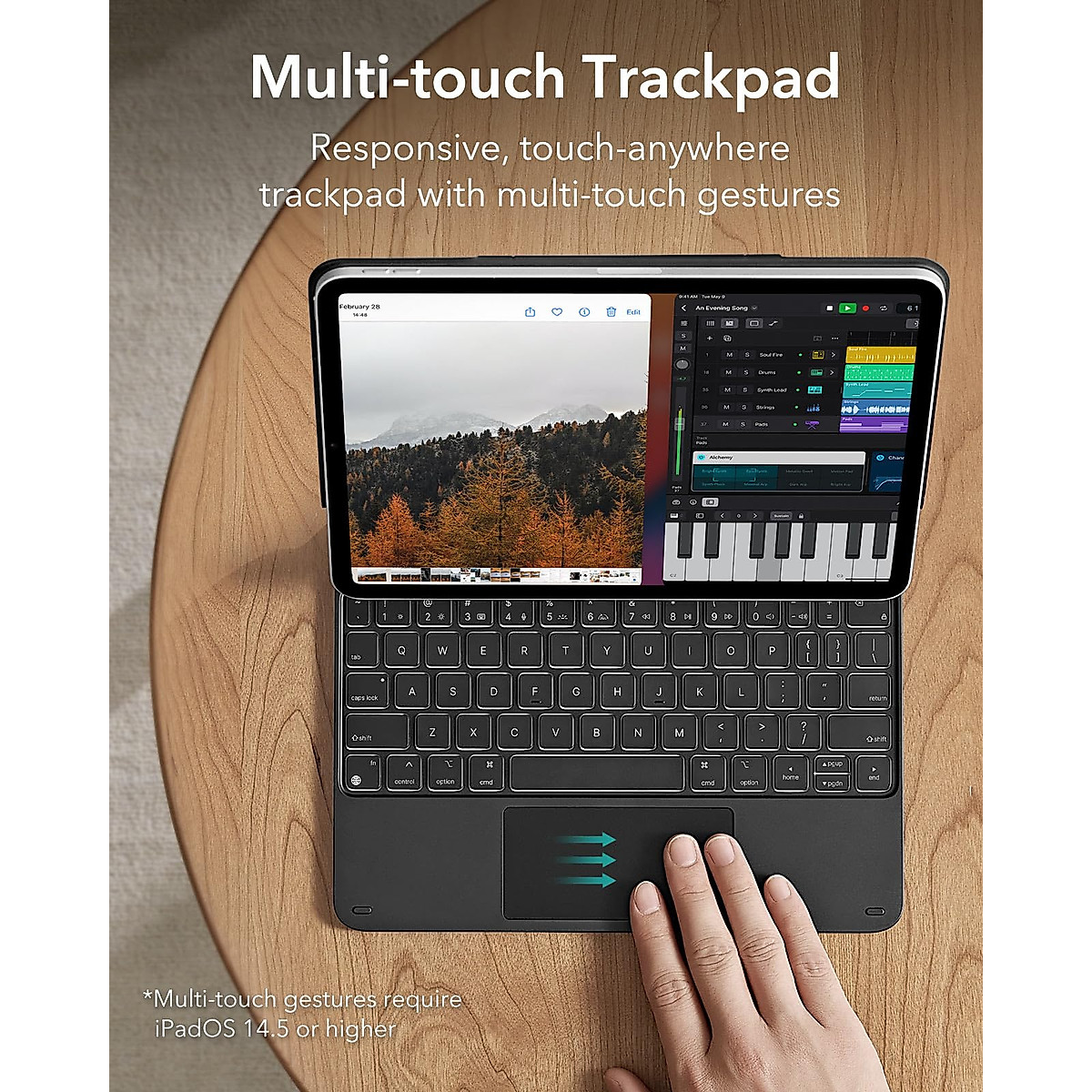 ESR iPad Air 11 inch Case with Keyboard(2024 M2), iPad Pro 11 (4th/3rd/2nd/1st Gen) & iPad Air 5th/4th Rebound Case Keyboard, Easy-Set Floating Cantilever Stand, Precision Multi-Touch Trackpad, Black