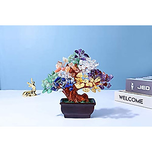 GEHECRST Natural 7 Chakra Crystal Gemstones Money Tree Reiki Healing Crystal Stones Bonsai Tree Home Office Feng Shui Decoration for Wealth, Health, Protection Gifts for Mom Mother’s Day 6.3"-6.7"