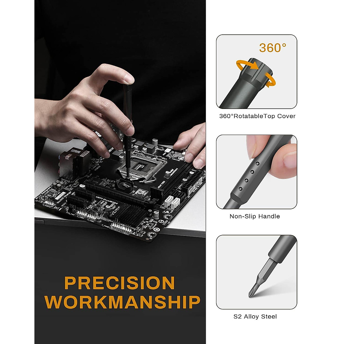 WINHUNT 24 in 1 Premium Precision Screwdriver Set, Mini Screwdriver Set Magnetic, Eyeglass Repair Kit with Phillips Head, Small Screwdriver for Electronics, PC,Watch