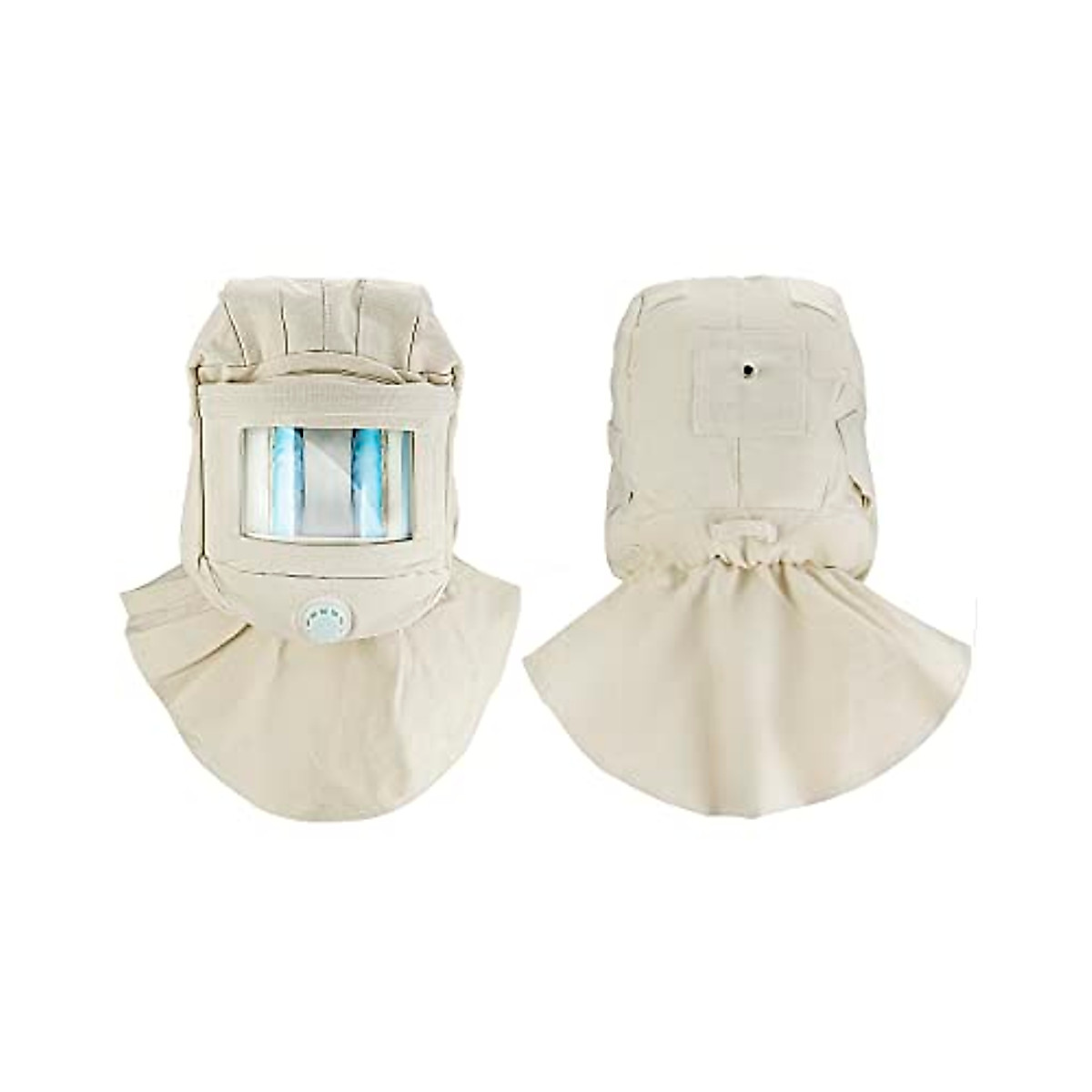 QWORK Sand Blasting Hood Cap, Shawl Sandblaster Protective Gear Mask, Anti Dust/Wind Sandblasting Tool Mask, Heat / Cut / Scratch Resistant Neck Protector, White