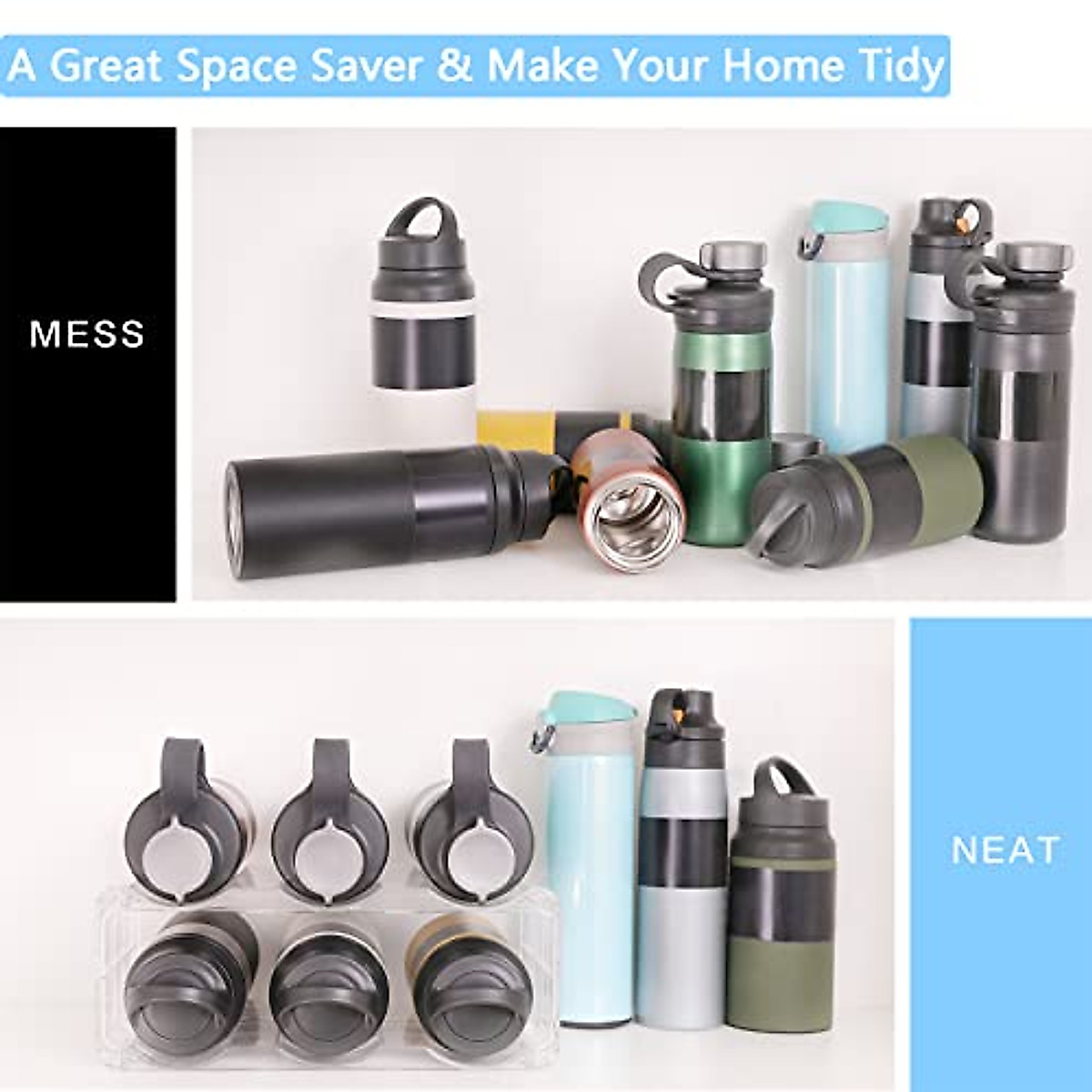 Yiktop Clear Acrylic Water Bottle Organizer for Cabinet, Wine Racks for Refrigerator, 6 Bottles