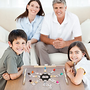 Hanaive Mexican Train Domino, Wooden Domino Racks Set, Domino Tiles Holders, Domino Trays and Accessories for Mexican Train