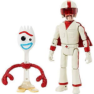 Mattel Disney Pixar Toy Story 4 Storytelling 2-Pack with 3nin Tall Forky and 5.9 in Tall Duke Caboom Posable Figures