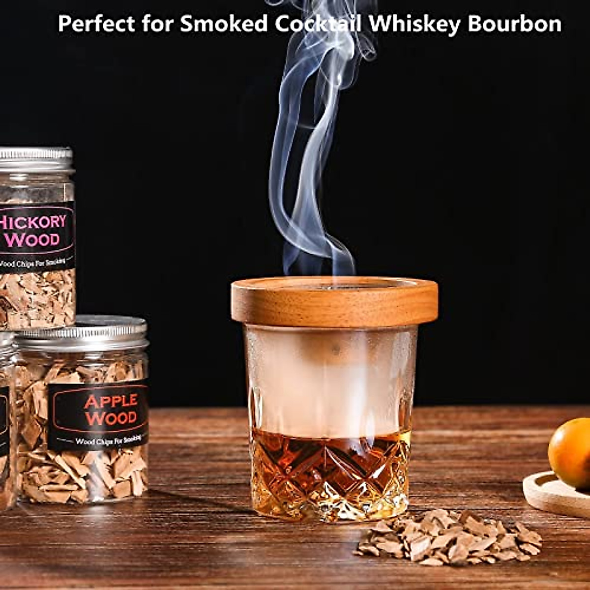 quirzx Wood Chips for Smoking Gun Cocktail Smoker Kit Wood Chips Variety Pack - Apple Cherry Peach Oak Pear Hickory, 8 Oz Each, Great for Smoking Drinks Meat Whisky & Old Fashioned