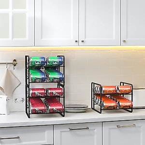 Soda Can Organizer for Refrigerator Can Organizer for Pantry Beverage Can Dispenser for Fridge Soda Organizer for Refrigerator Can Storage Organizer Rack for Refrigerator, Cabinet, Pantry, Black