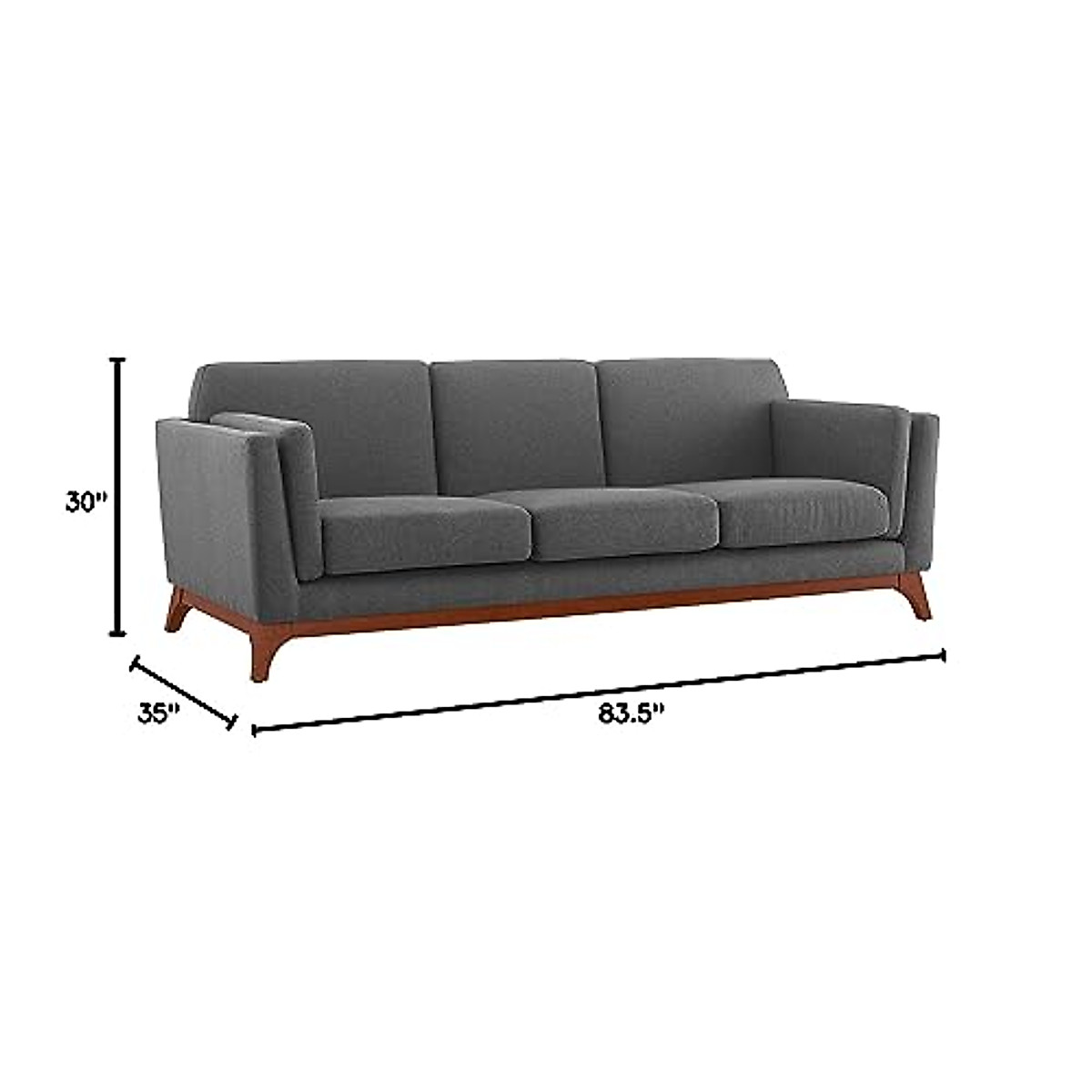 Modway Chance Mid-Century Modern Upholstered Fabric Sofa In Gray