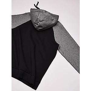 Under Armour Mens Rival Wordmark Colorblock Hoodie , (001) Black / Pitch Gray Light Heather / Onyx White , Small