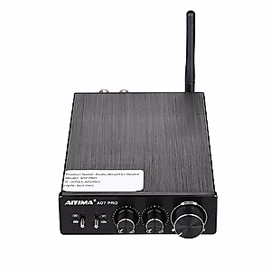 [Upgraded] AIYIMA A07 Pro TPA3255 Stereo Amplifier Bluetooth 5.2 300Wx2 HiFi Class D Amp 2.0/2.1 Channel Audio Power Amp for Speaker with Bass Treble Control& Line Output + Power Adapter