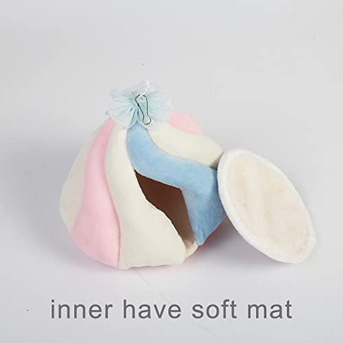 ABLAZEZAI Small Animal Hammock Cage Accessories Hamster Warm Bed Sleeping Nest Plush Hut Hideout Cave Hanging Cage Toy for Gerbil Dwarf Mice Rat Sugar Glider (Small)