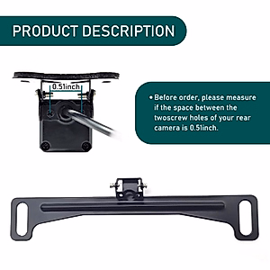 Crynod 1 PC Car Reversing Camera License Plate Mounting Bracket, 7.68" x 1.34" Dash Cam Rear Camera Bracket, Automotive 0.87" Square IP68 Waterproof Fitting, Suitable for Most Car Models (Black)