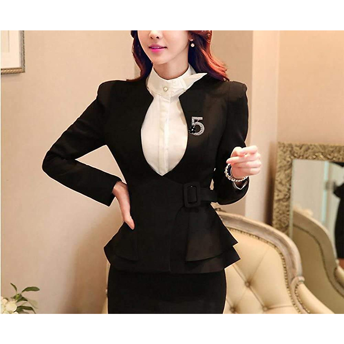 Comelyjewel Brooch Pin Number Five Pin Brooch Corsage Scarf pin Rhinestones Breastpin for Wedding/Banquet/Bouquet Golden