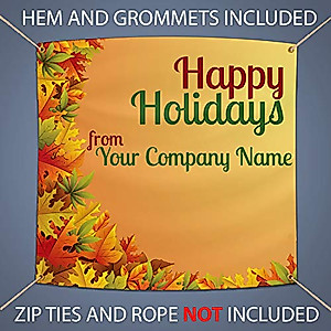 BANNER BUZZ MAKE IT VISIBLE Happy Holiday Banner, Heavy Duty 11 Oz Vinyl, Holiday Party Decor Banner Sign, Metal Grommets & Hemmed Edges, Perfect for Outdoor Home Garden Decor (10' X 4')