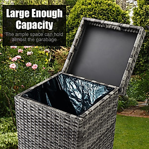 VINGLI 27 Gallon Outdoor Trash Can, Outdoor Dustbin with Convenient Lid for Patio, Garden, Yard, Outdoor Kitchen (Grey with Gradient)