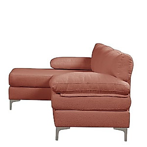 Casa Andrea Milano Luxury Modern Large Boucle L-Shape Sectional Sofa, with Extra Wide Chaise Lounge Couch