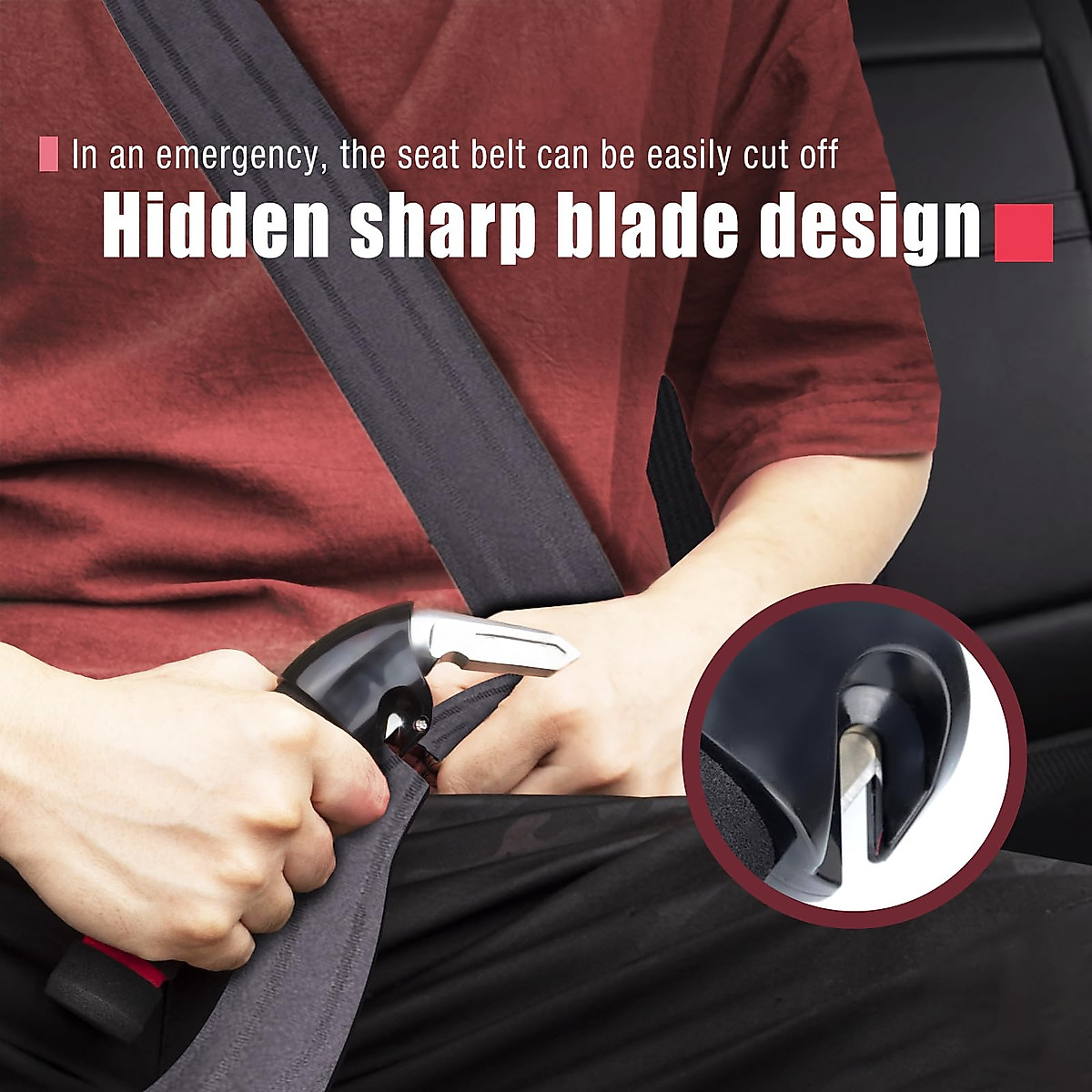 KOUNATSURI Car Door Handle for Elderly Assist Support Handle Multifunction Car Door Latch for Seniors and Handicapped Red