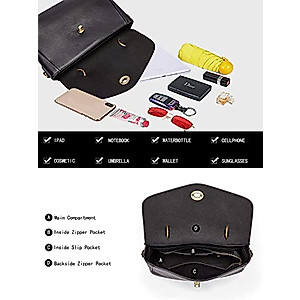 Leather Top Handle Handbags For Women Vintage Medium Shoulder Messenger Bag With Lock Flap (2-Brown)