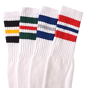 PH Mens Classic Three Stripe Sports Tube Socks Size 13-15 (4-Pairs)