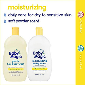 Baby Magic Gentle Hair & Body Wash, Soft powder scent, 30 Fl Oz, Pack of 4, With nourishing Calendula and Coconut Oil
