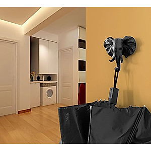 HERNGEE Elephant Head Single Wall Hook/Hanger Animal Shaped Coat Hat Hook Heavy Duty, Rustic Decorative Gift, Black