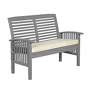 Walker Edison Rendezvous Modern Solid Acacia Wood Patio Loveseat with Cushions, 47 Inch, Grey Wash