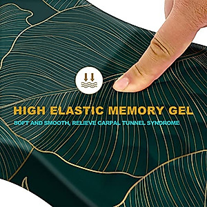 Ergonomic Mouse Pad with Wrist Rest Support,3D Massage Design Mousepad Relief Carpal Tunnel Pain, Entire Memory Foam Mouse Pad with Non-Slip PU Base, Wireless Mouse Pads,Green Leaves