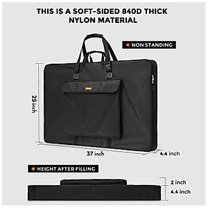 Nicpro Art Portfolio Bag 24 x 36 Inches Waterproof Nylon Artist Carrying Bag Soft Sided with Shoulder Strap, Storage Case for Artwork Sketch Drawing Canvas Photography Poster Solar Panel