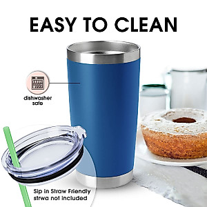 HASLE OUTFITTERS 20oz Tumblers Stainless Steel Mugs with Lid Double Wall Vacuum Insulated Coffee Cups for Cold & Hot Drinks (20oz-Dark Blue, 1 Pack)