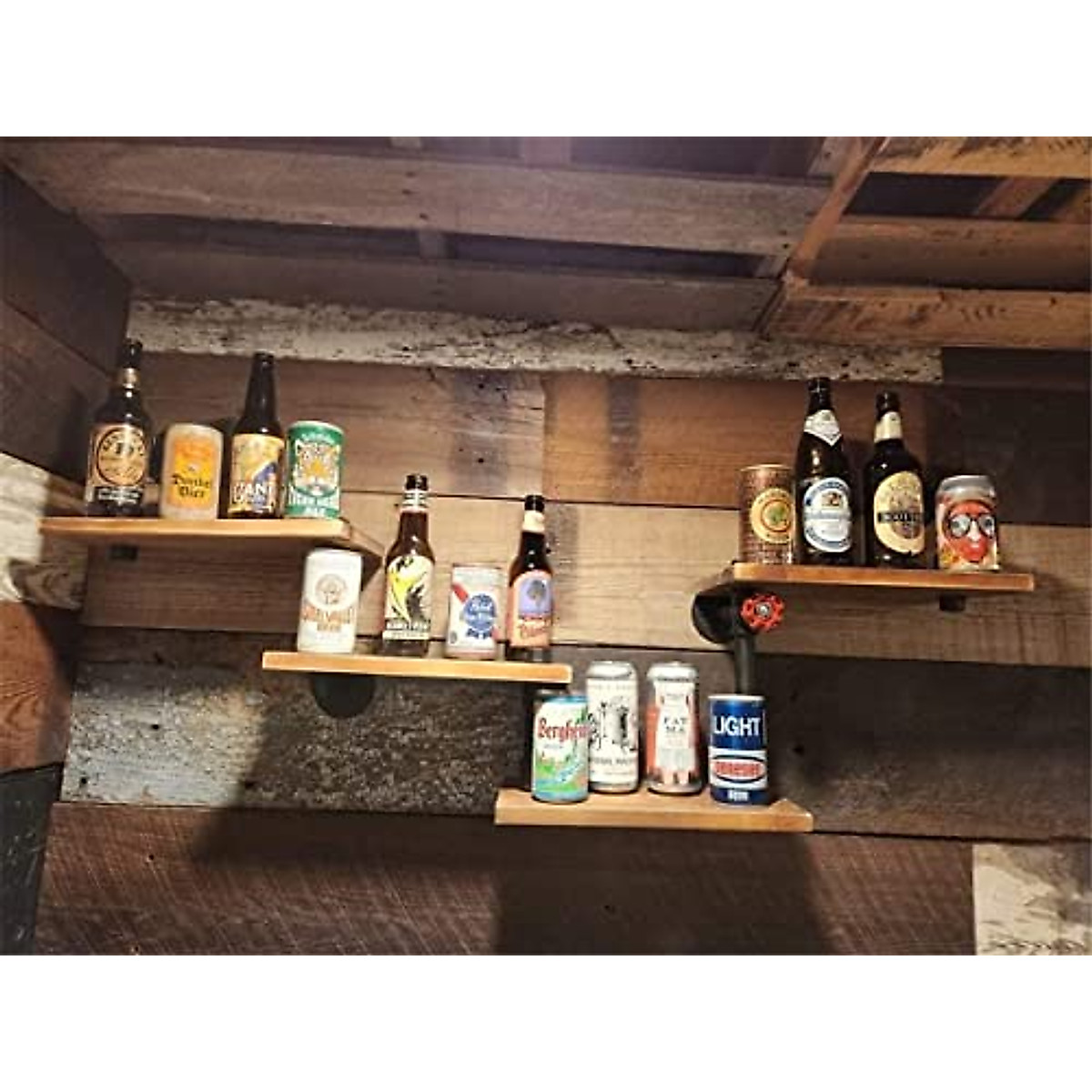 Mdjwjj Industrial Pipe Shelves Wall Mounted Rustic Floating Shelves 4 Layer Ladder Hanging Bookshelf DIY Pipe Shelving for Bedroom Office Kitchen