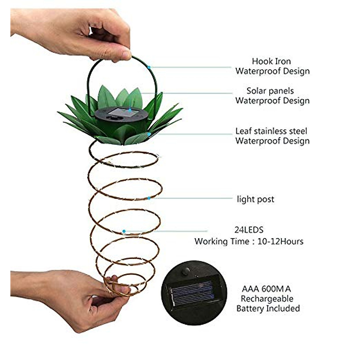 2 Pack Outdoor Decorative Solar Lights 24 Bright LED Pineapple Hanging Lanterns Waterproof for Garden, Corridor, Courtyard, Party Decor (Warm White)