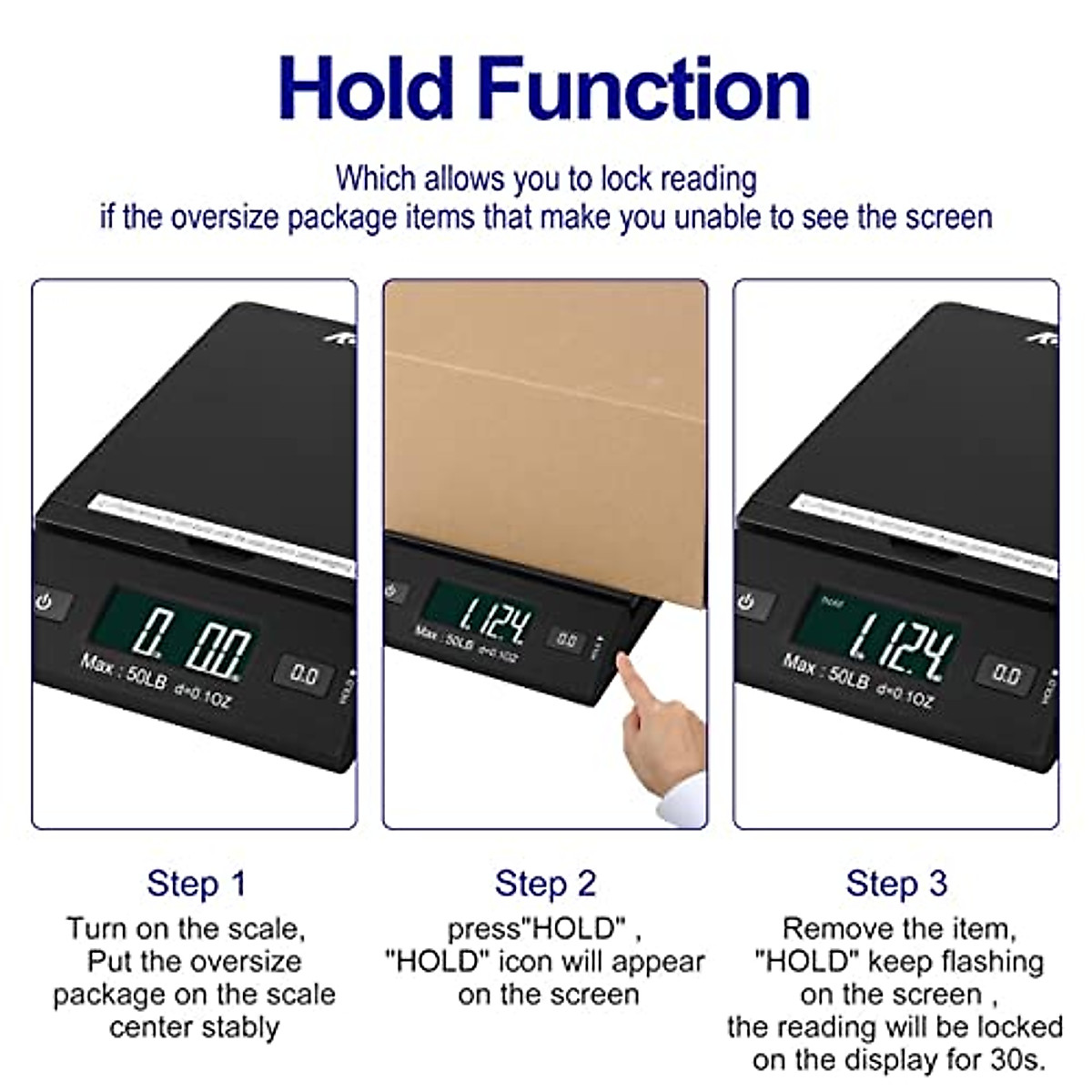 Accuteck 50 lb All-in-One Black Digital Shipping Postal Scale with Adapter (W-8250-50B)