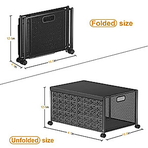 SHIISEWE Toy Storage Box, Metal Toy Organizers and Storage Bins, Large Toy Box for Boys Girls, 70L Toys Storage Chest with Wheels, Collapsible Kids Toy Storage Organizer for Nursery, Playroom