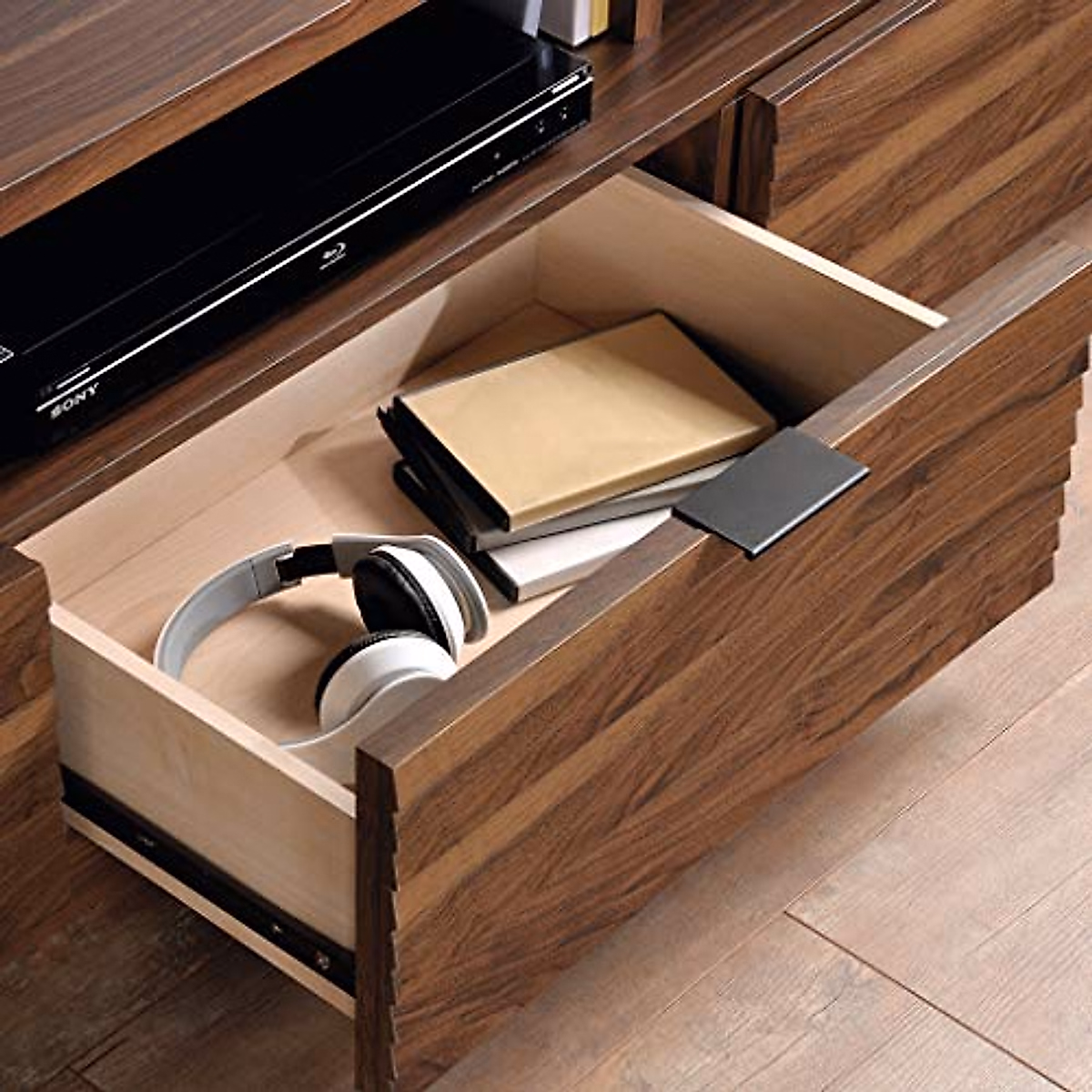 Sauder Harvey Park Credenza, for TVs up to 70", Grand Walnut finish