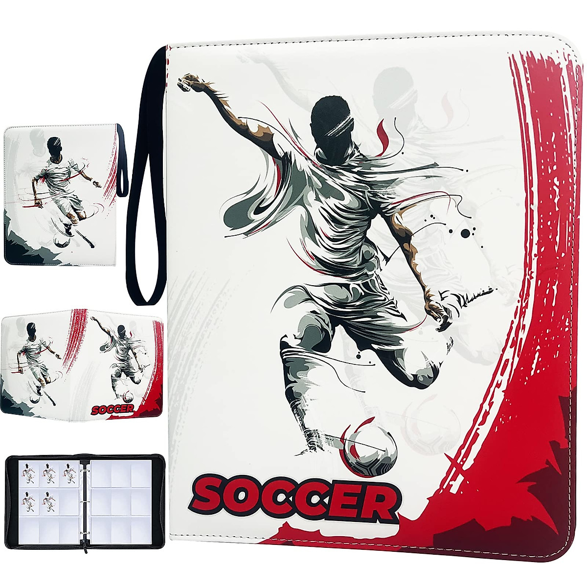 900 Pockets Soccer Cards Binder,Trading Cards Holder Card Collectors Album,Trading Card Binder 9 Pocket with 50 Removable Sleeves for Soccer Card and Sports Card