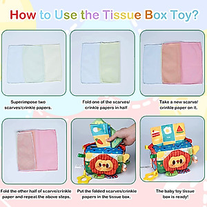 Charmspal Baby Tissue Box Toy - Sensory Tissue Box Toy for Baby Push Pull Toy Toddler Preschool Early Education Learning Musical Toy Newborn Travel Toy for Boys and Girls Present