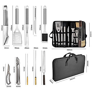 CYXI 20PCS BBQ Grill Tools Set with Storage Bag,Grill Accessories, Portable Grilling Utensil Kit for Travel, Picnics, RVs, Camping, BBQs