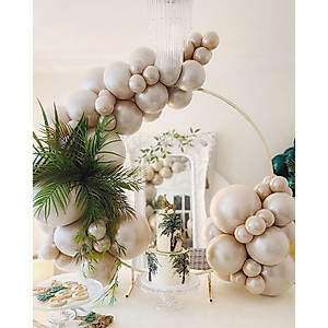 Kozee Pearl white Double-Stuffed Balloons different sizes 63 PACK 18/12/10/5 inch White sand ivory balloon Garland kit For Wedding birde to be Birthday anniversary decorations