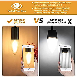 BRIMAX F15 8W Led Porch Light Bulb Outdoor, E26 Medium Base LED Post Bulb for 75W - 80W Incandescent Equivalent,Dimmable 2700K Warm White Flame Wrinkle Glass, for Ceiling Fan and Lantern Lamp, 4 Pack