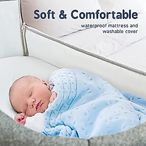 ALVOD Bedside Sleeper for Baby, Baby Bassinet, Baby Crib Baby Nursery Bed for Infants, 9 Adjustable Height for Bed Sofa, Breathable Mesh, Easy Assemble (Light Grey)